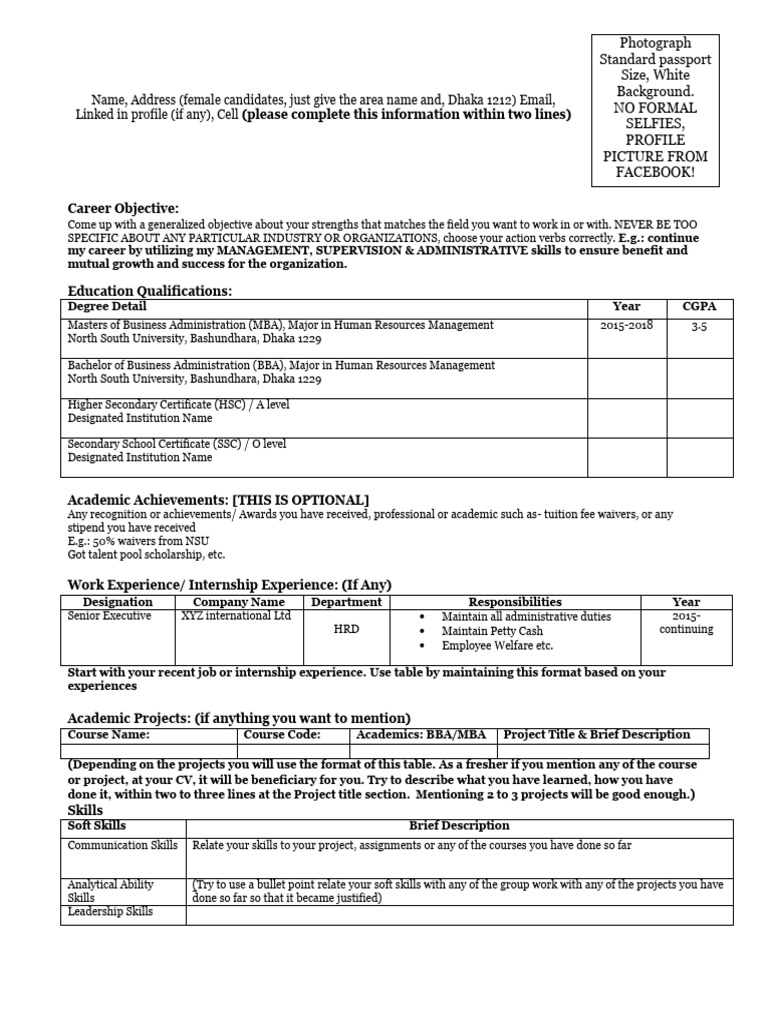 Sample CV SBE Version 1 | PDF | Master Of Business Administration