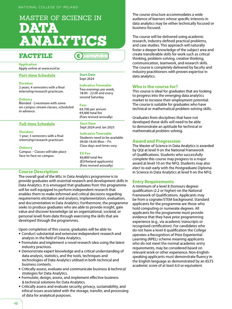 MSc Data Analytics Program Overview | PDF | Laptop | Analytics