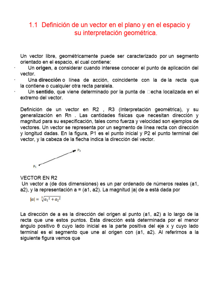 Complemento Del Tema 1 | PDF | Vector Euclidiano | Espacio vectorial