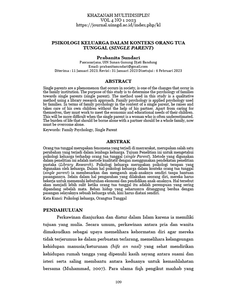 Psikologi Keluarga Konteks Single Parent | PDF