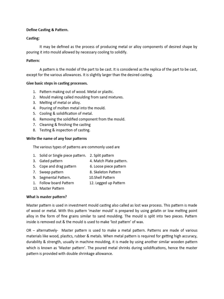 3.CASTING PROCESSES | PDF | Metalworking | Building Materials