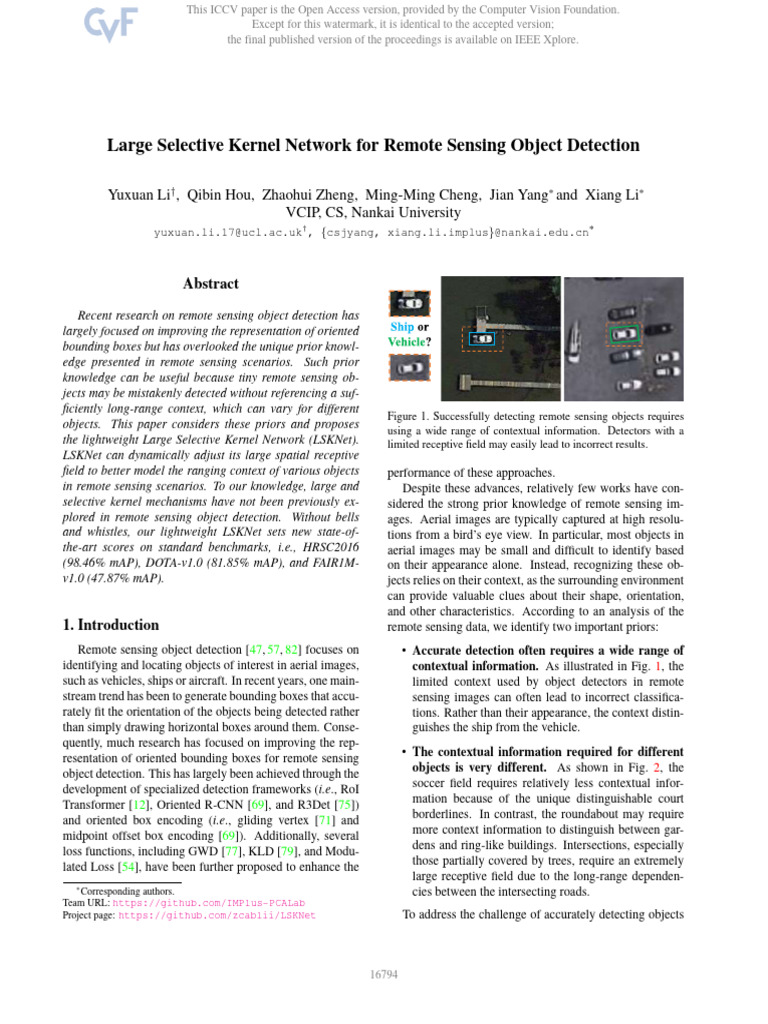Li Large Selective Kernel Network For Remote Sensing Object Detection ICCV 2023 Paper | PDF ...