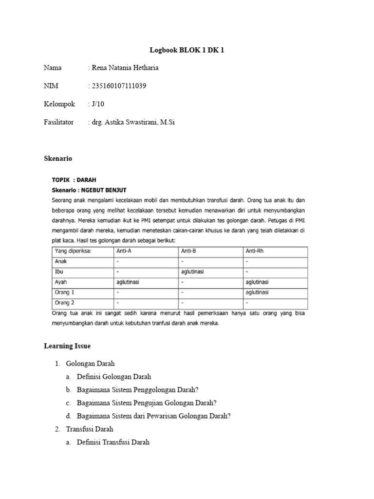 Logbook BLOK 1 DK 1 | PDF