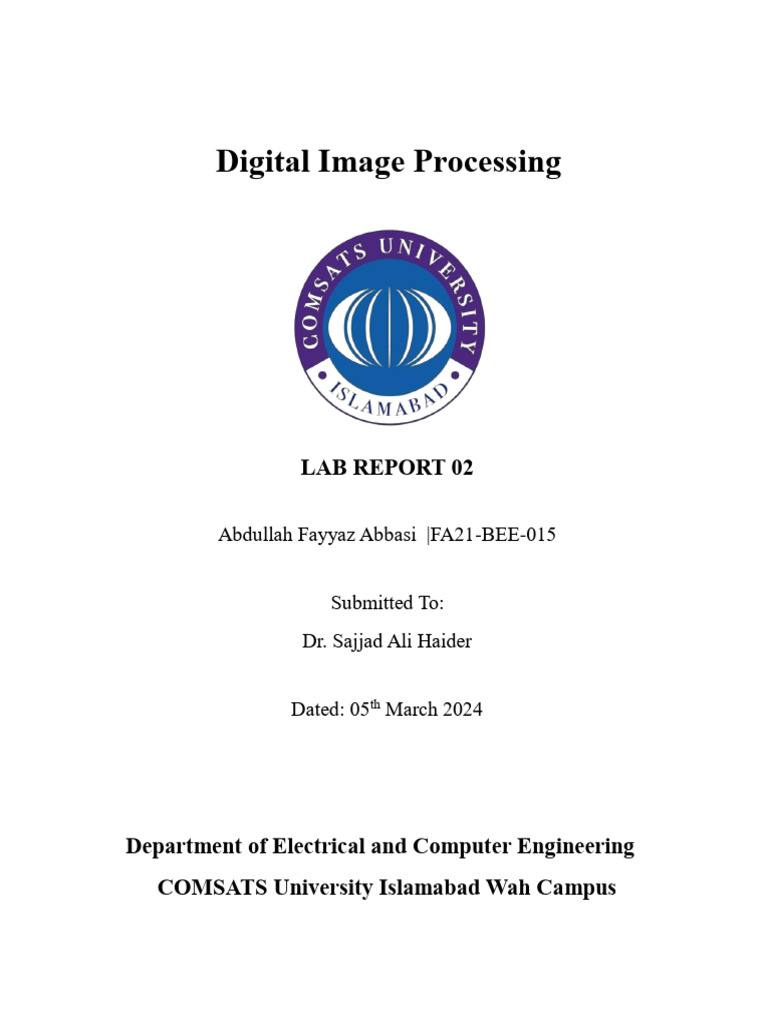 Digital Image Processing Lab Report 02 | PDF | Career & Growth | Computers