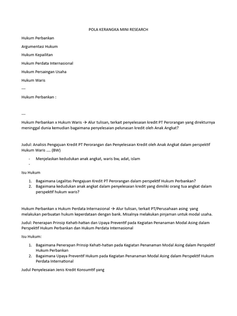 Pola Kerangka Mini Research | PDF