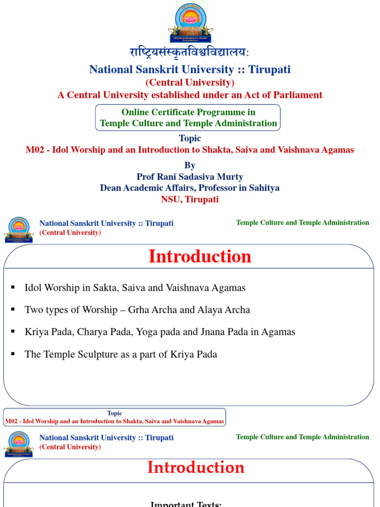 M02 Idol Worship and An Introduction To Shakta Saiva and Vaishnava Agamas | PDF | Kundalini | Chakra