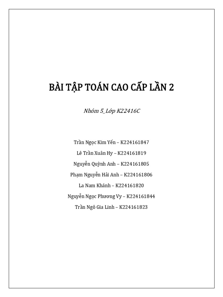 Bai Tap Toan Cao Cap Lan 2 1 | PDF