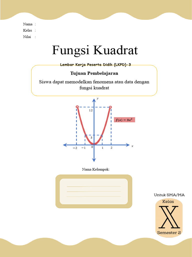 LKPD-3 Memodelkan Fungsi Kuadrat Dalam Masalah Kontekstual | PDF