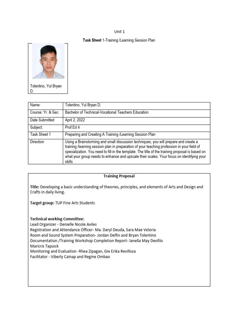 Tolentino Training-Plan | PDF | Human Communication | Behavior Modification