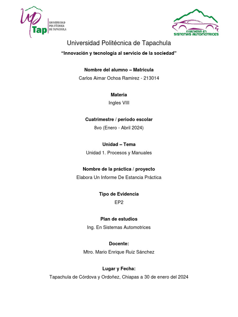 EP2.Elabora Un Informe de Estancia Práctica | PDF