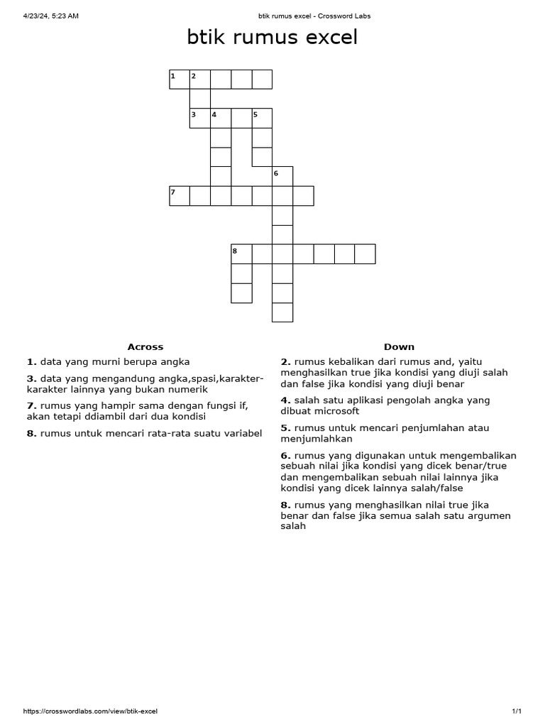 Btik Rumus Excel - TTS | PDF