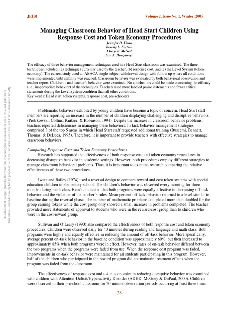 Managing Classroom Behavior of Head Start Children | PDF | Attention ...
