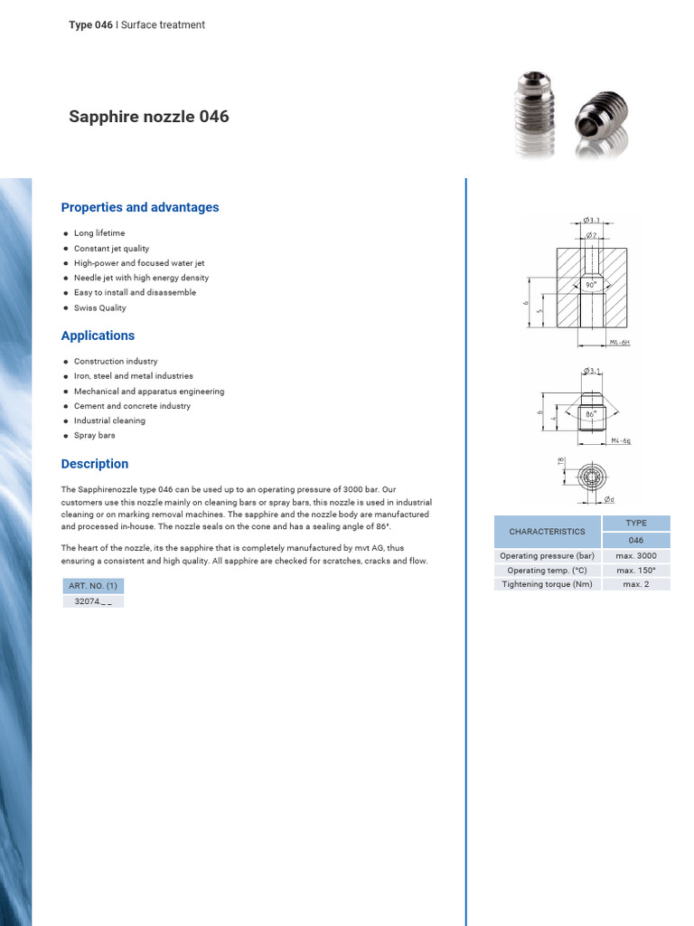 Sapphire Nozzle | PDF | Nozzle | Applied And Interdisciplinary Physics