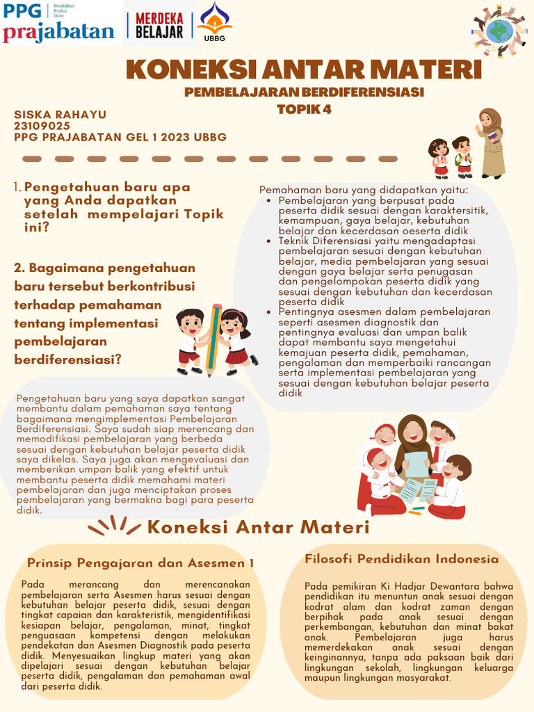 Koneksi Antar Materi Pembelajaran Berdiferensiasi (Topik 4) | PDF