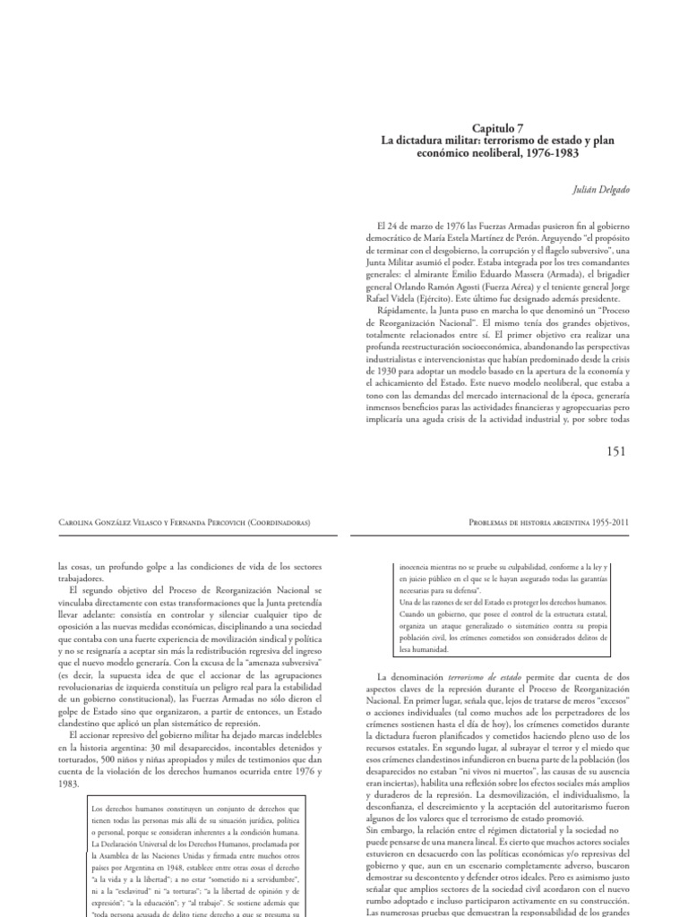 Libro 2 - Problemas de la historia argentina (cap 7) | PDF | Neoliberalismo | Deuda