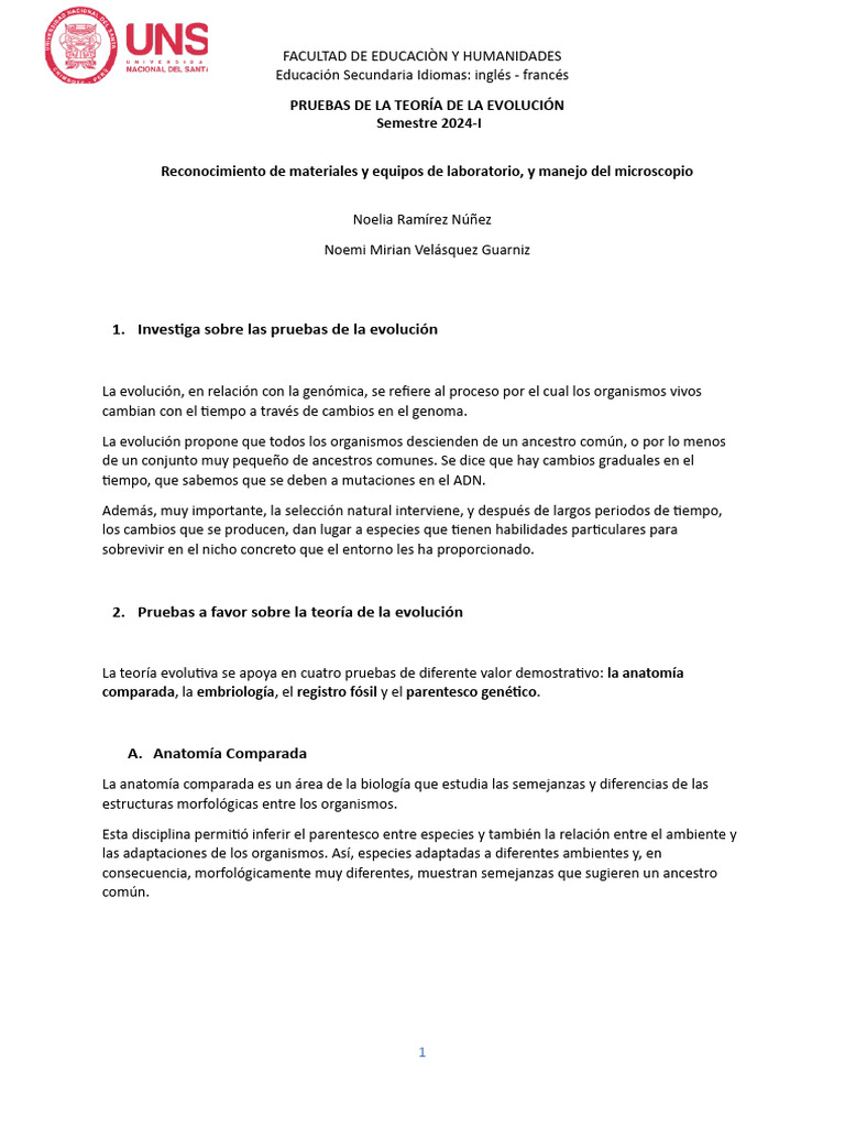 Teoría de La Evolución | PDF | Evolución | Biología