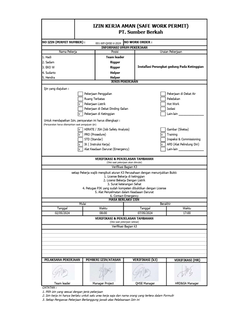 Izin Kerja Ketinggian dan Prosedurnya | PDF