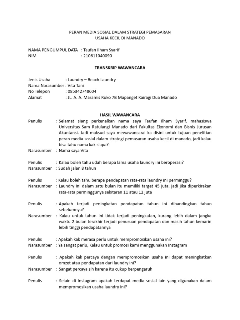 Taufan Ilham Syarif - 210611040090 - Beach Laundry | PDF