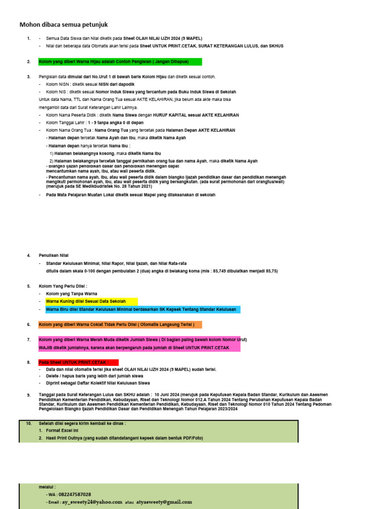 Panduan Pengisian Nilai Ijazah SMP 2024 | PDF