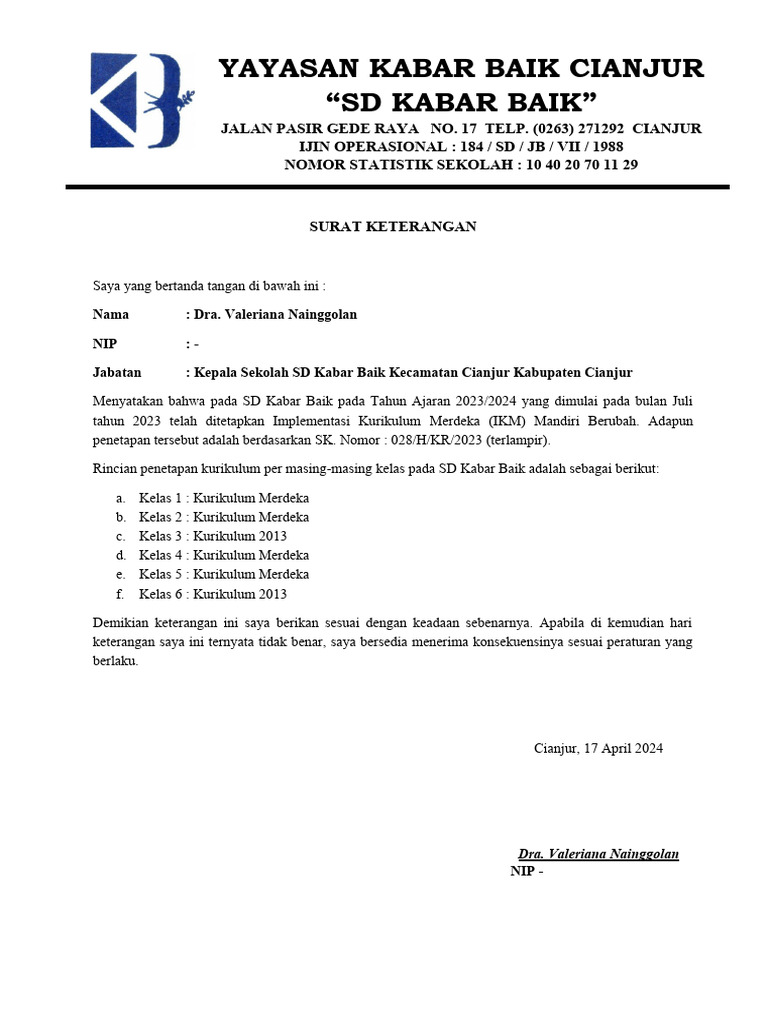 Implementasi Kurikulum Merdeka SD Kabar Baik | PDF