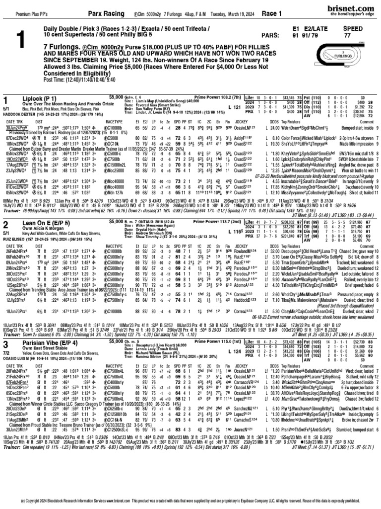 1 - Parx Racing P214 | PDF | Thoroughbred Racehorses | Animal Racing