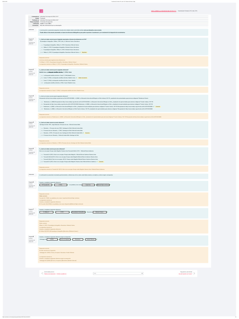Cuestionario Formato A.P.A. (Sec.107) - Revisión Del Intento - Ev@ | PDF