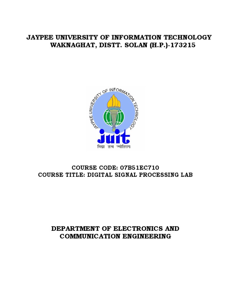 Dsp Lab Manual Juit Pdf Digital Signal Processing