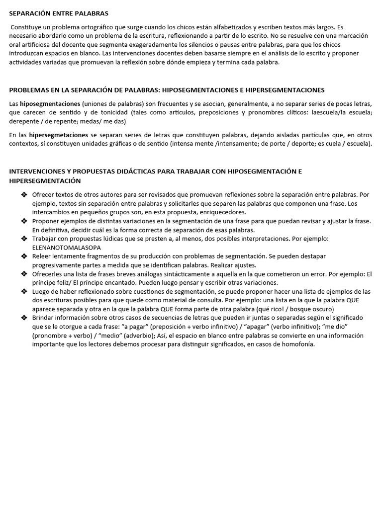 Estrategias para Separación de Palabras | PDF | Palabra | Verbo
