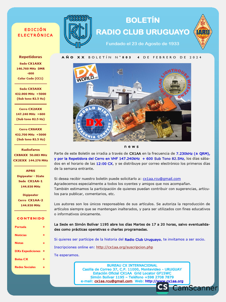 Boletin CX 803 | PDF | Hertz | Radio aficionada