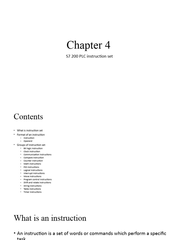 Chapter 4 PLC Instructions | PDF | Input/Output | Bit
