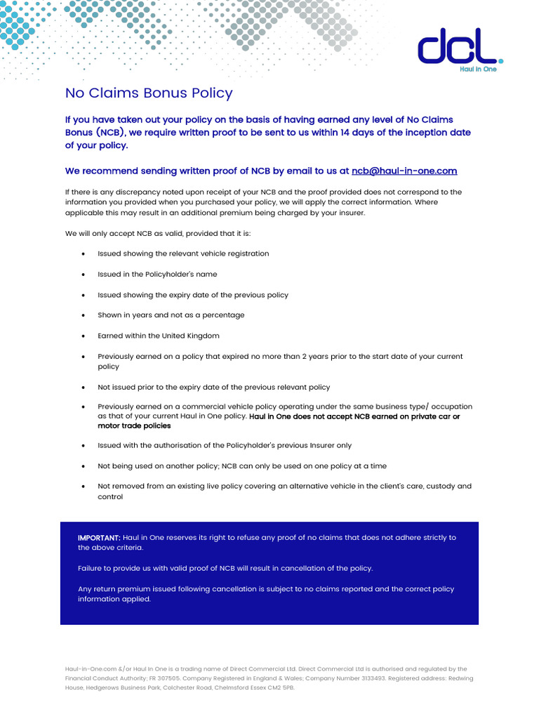 NCB Policy v1 | PDF | Insurance | Financial Services