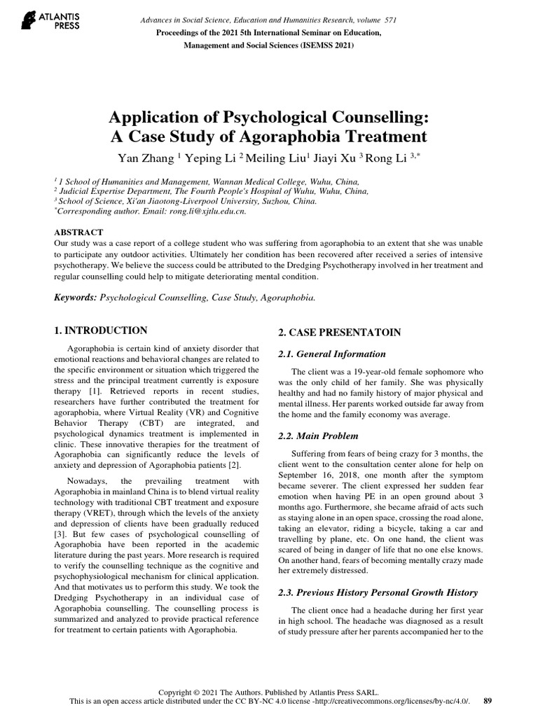 Application of Psychological Counselling A Case ST | PDF | Agoraphobia ...