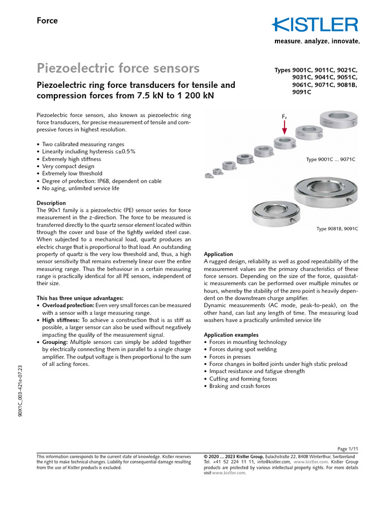 Piezoelectric Force Sensors | PDF | Piezoelectricity | Sensor