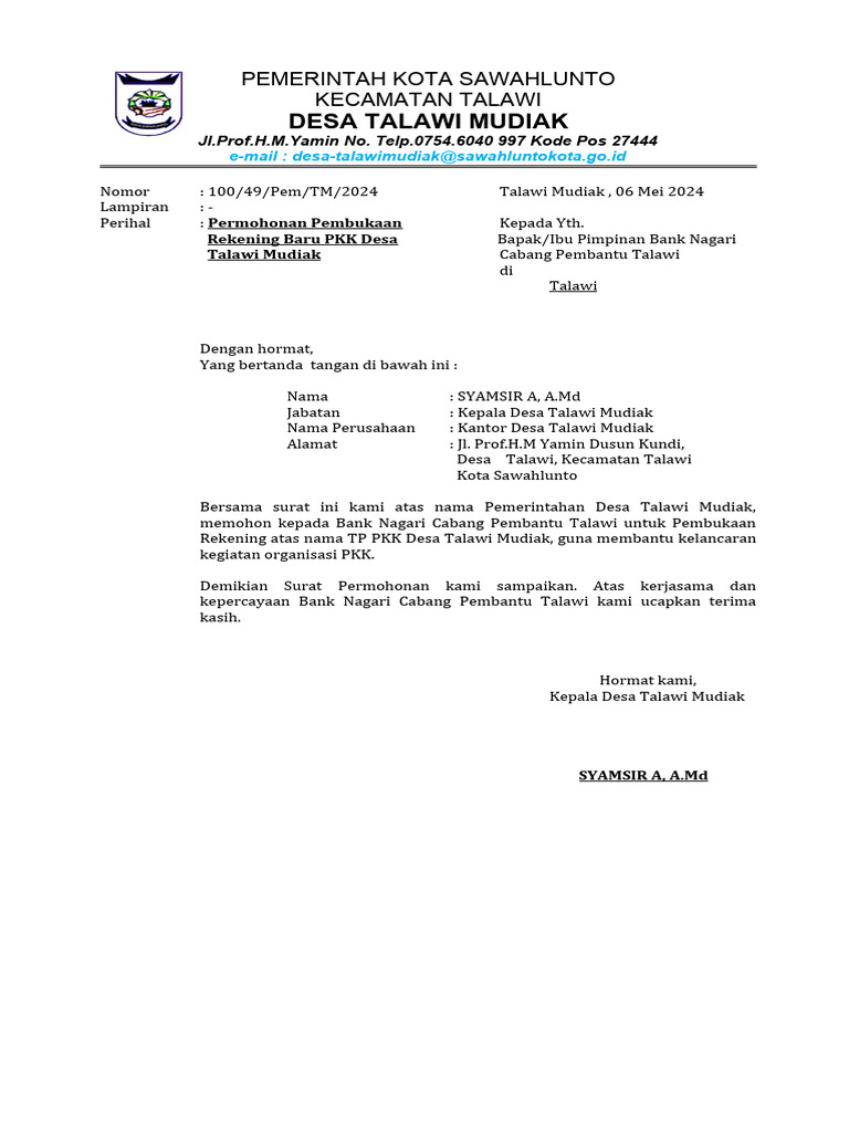 Kop Surat Desa Baru | PDF