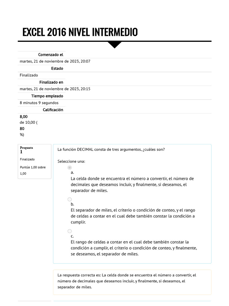 Evaluación Final Excel Intermedio | PDF | Informática