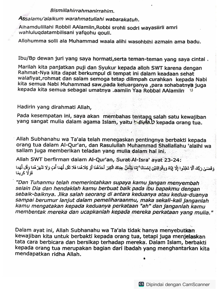 Teks Pidato Putra No Peserta 23 | PDF