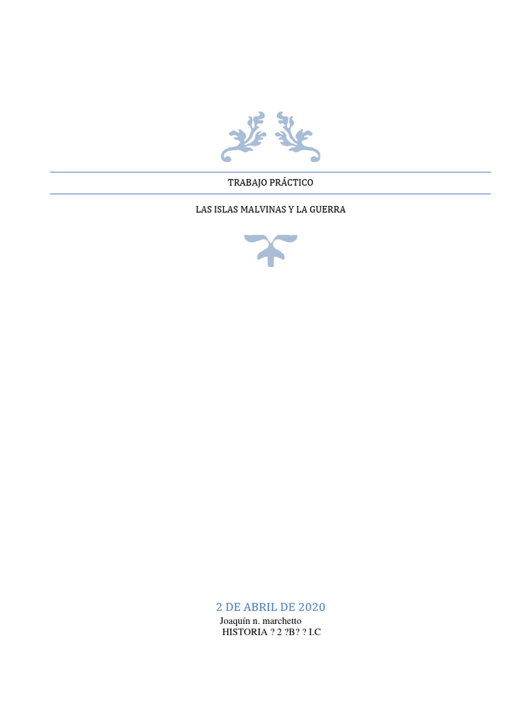 2020 H2 Malvinas BMarchetto Joaquín Nicolás | PDF | Islas Malvinas | Relaciones Internacionales