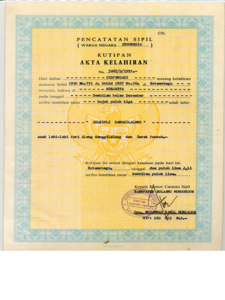 Akte Kelahiran | PDF