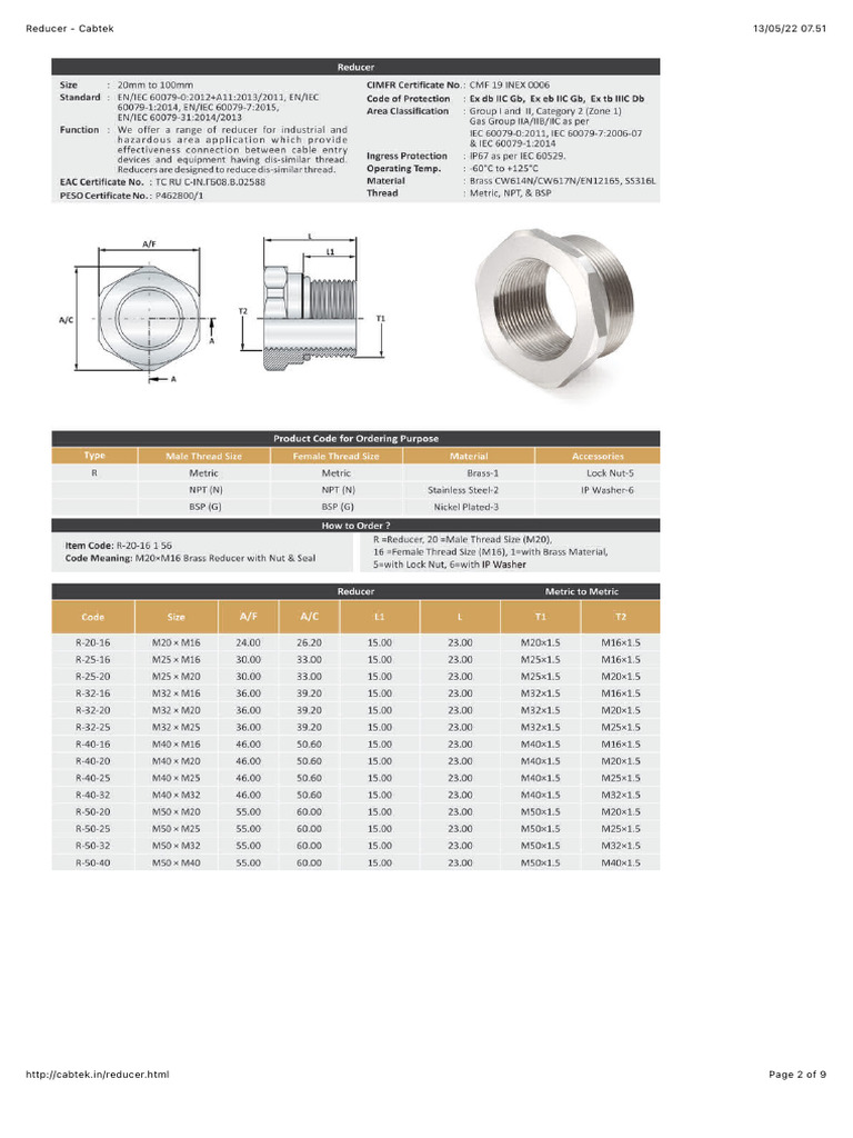Reducer - Cabtek | PDF | Machining | Plumbing