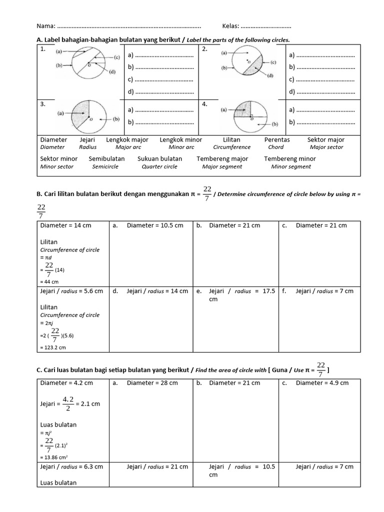 Ulangkaji - Bulatan - Lilitan Dan Luas | PDF | Lingkaran | Geometri ...