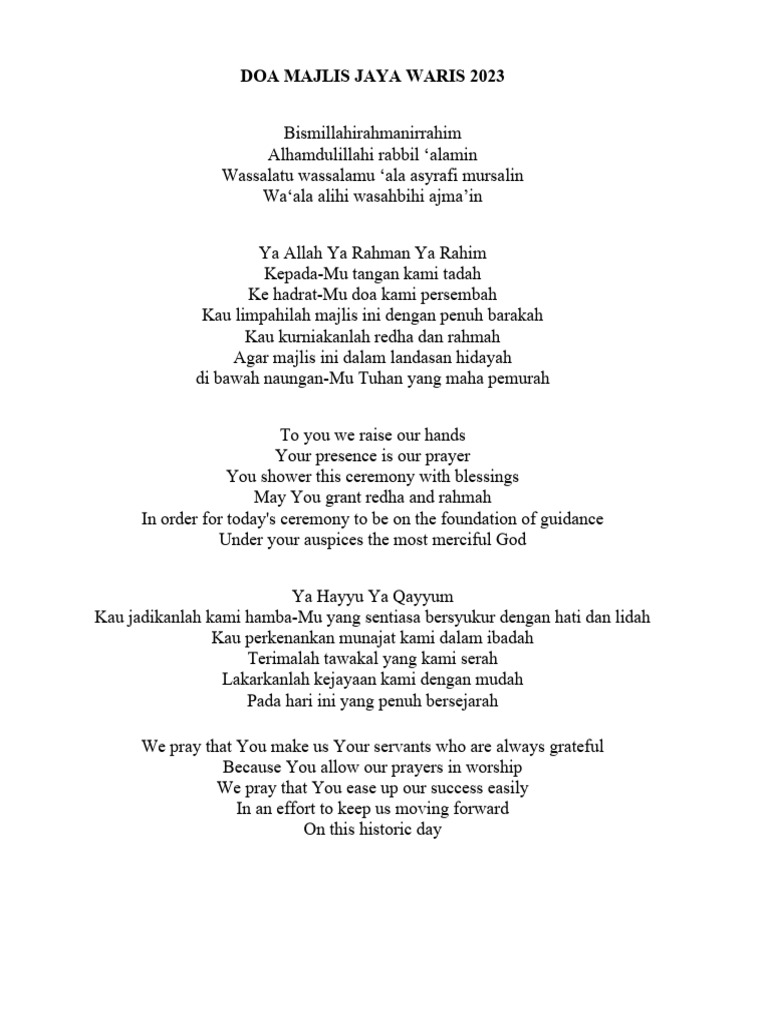 Doa Jejak Merdeka | PDF | Self-Improvement | Religion & Spirituality