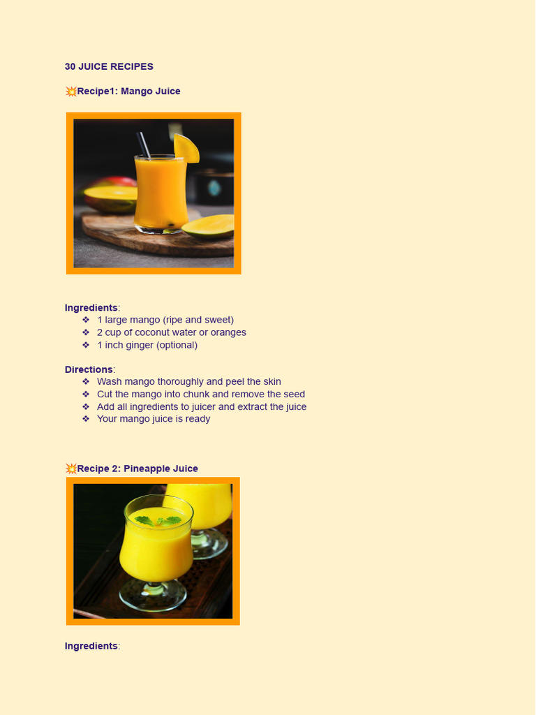 30 Juice Recipes | PDF | Juice | Diet & Nutrition