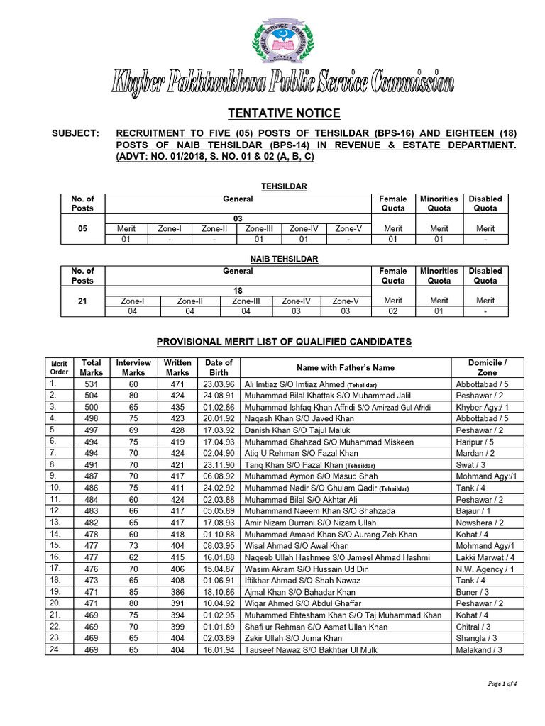 Tehsildar and Naib Tehsildar Recruitment | PDF