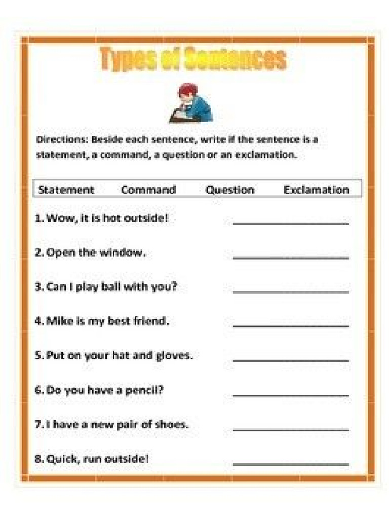 Types of Sentence Grade 1 | PDF