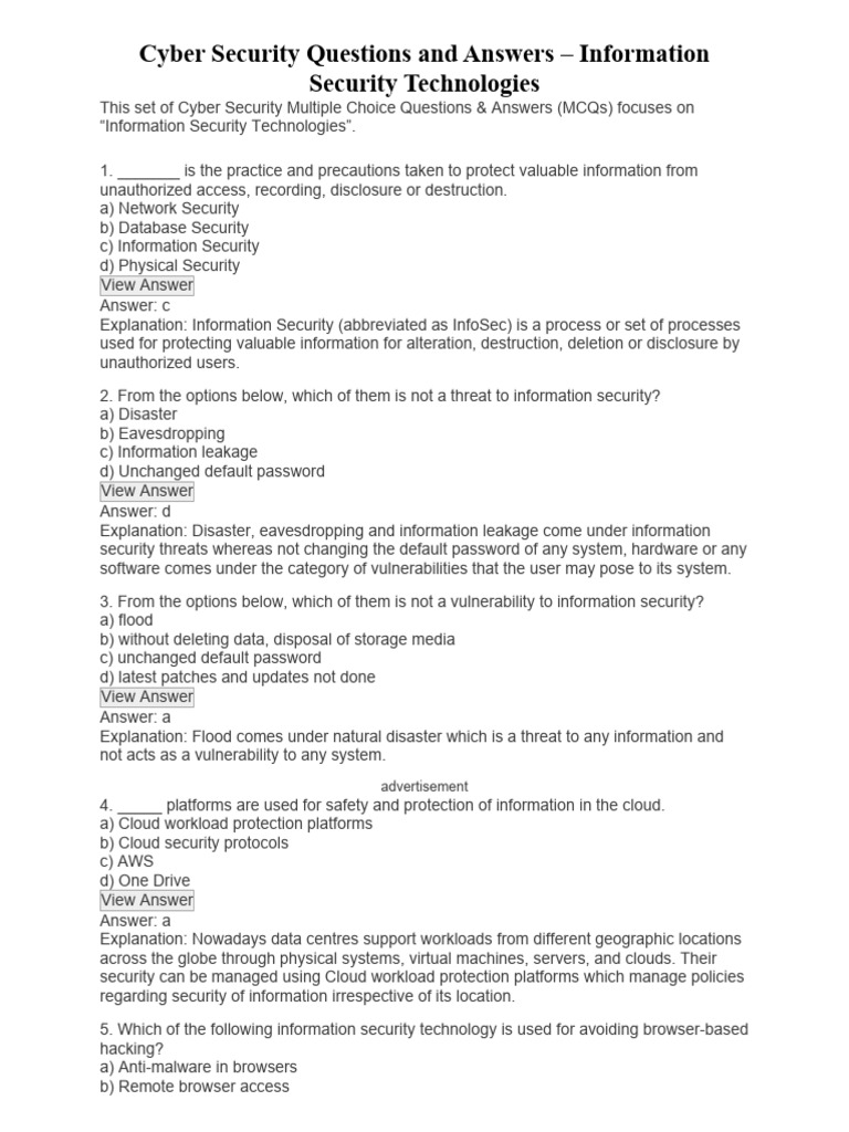 Security Questions And Answers Pdf Cryptography Key Cryptography