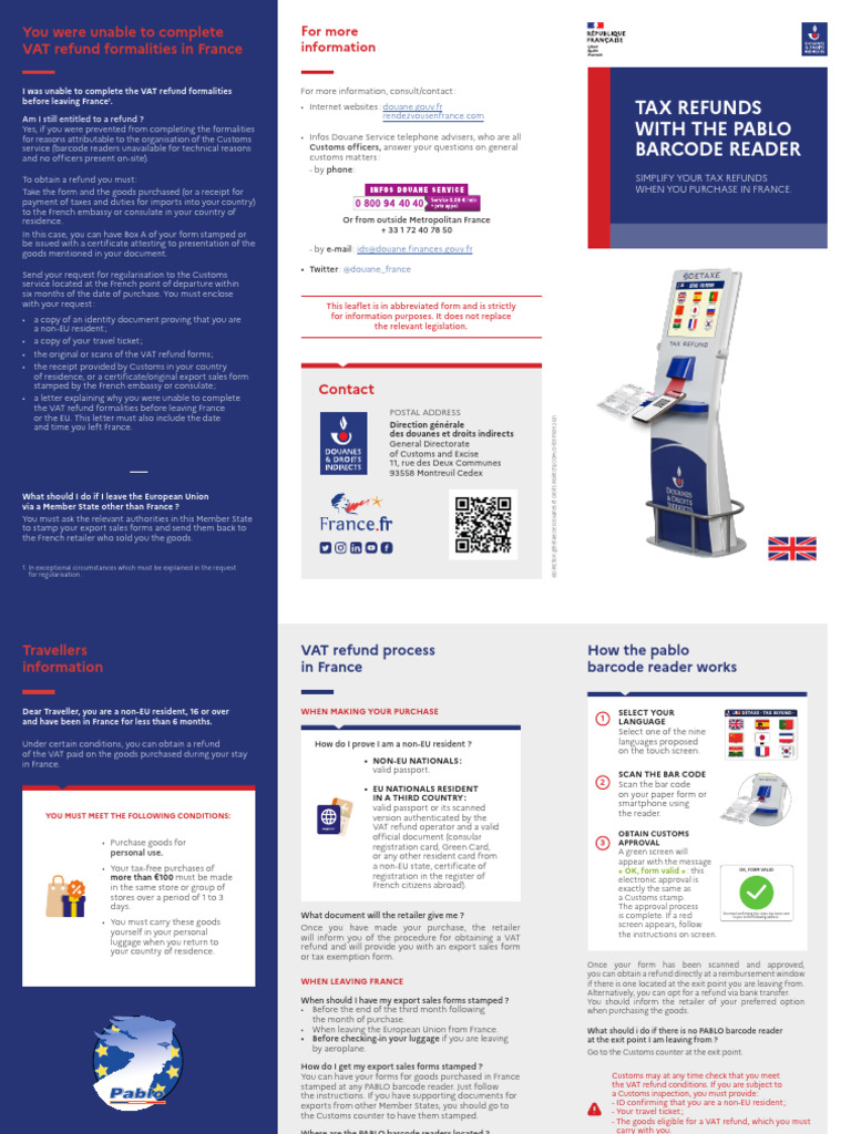 Tax Refunds For Your Purchases in France | PDF | Customs | Value Added Tax