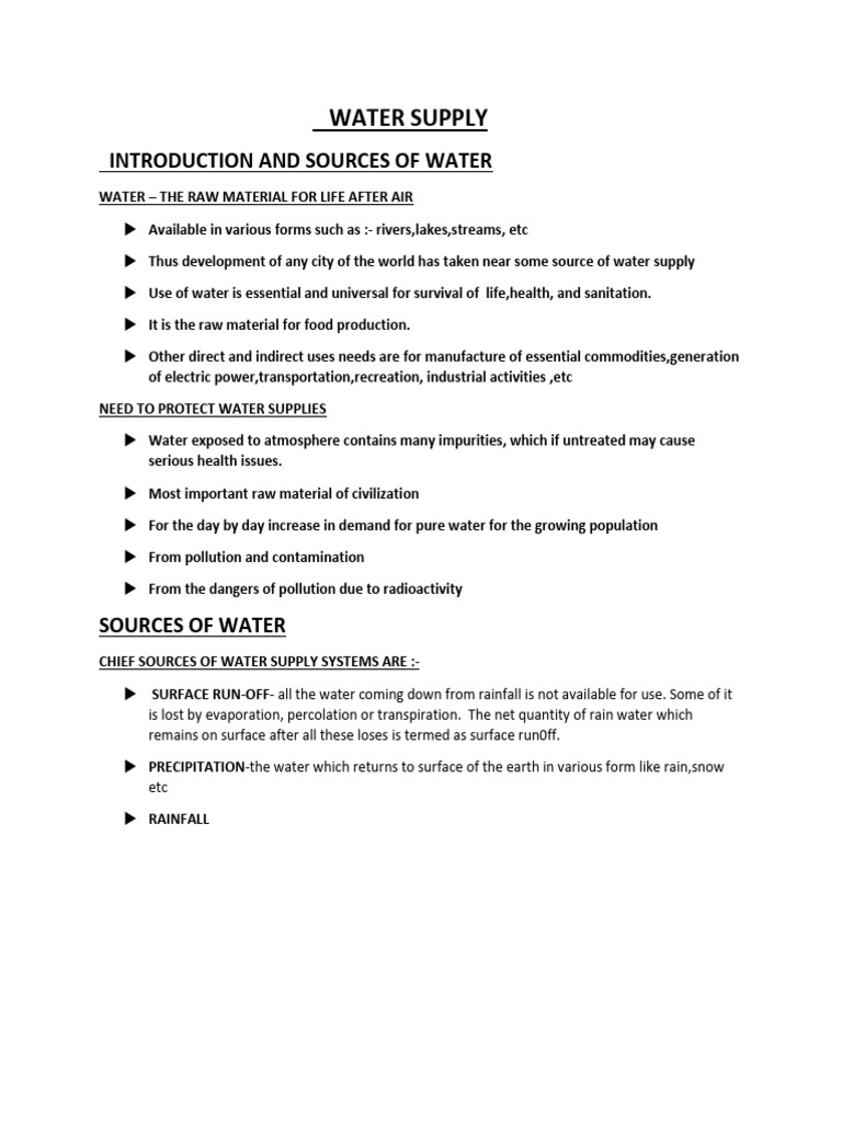 water supply notes | PDF | Water Purification | Water