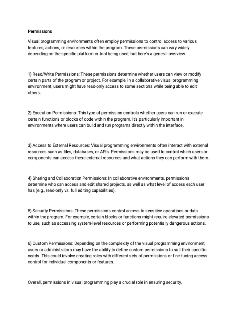 Permissions in Visual Programming | PDF | Computers