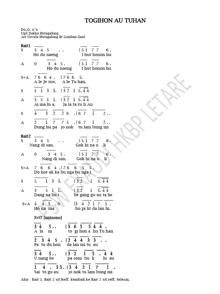 TOGIHON AU TUHAN v2 Arr NBH | PDF