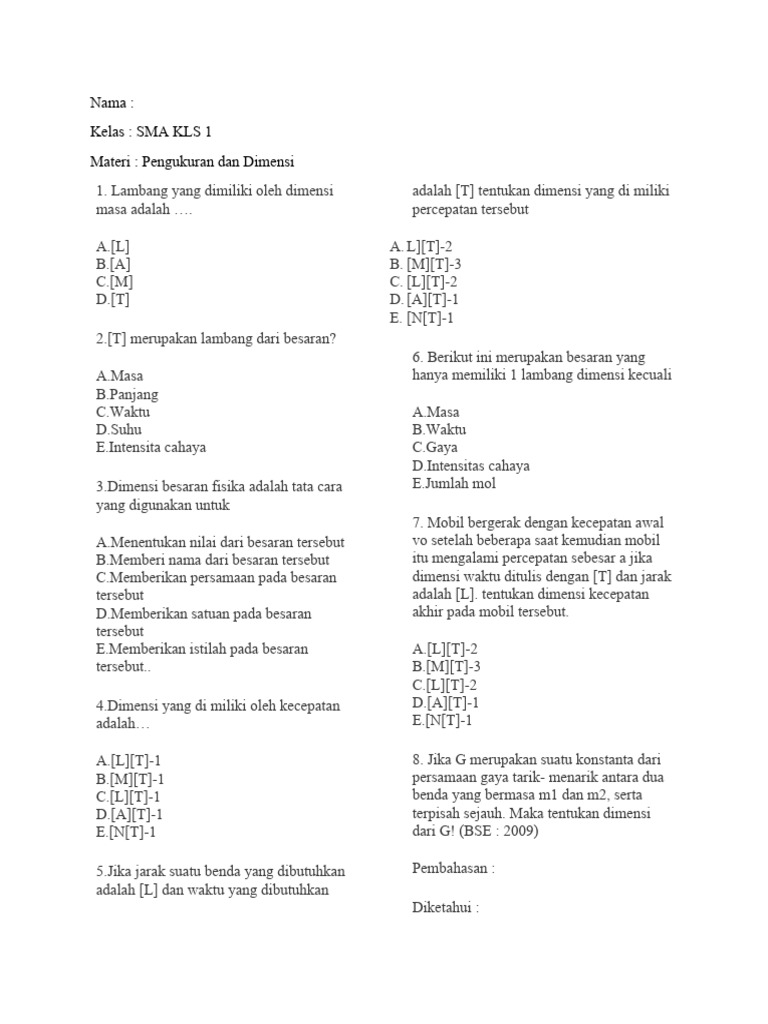 Fisika Dimensi Pengukuran | PDF